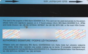 Bank Card: Visa Elektron (Big Bank, PolandCol:PL-VE-0132.02