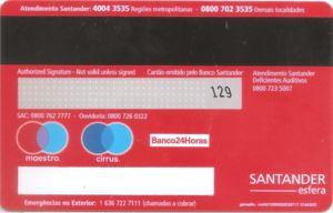 Cartões de bancos: Santander Debito (Banco Santander, BrasilCol:BR-MC ...