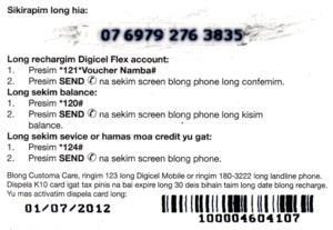 Phonecard: Flex Card (Mobile Papua New Guinea, Papua New Guinea(Digicel - Mobile Refill) Col:PG ...