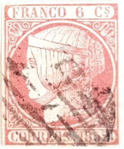 Stamp: Queen Isabel II (Spain(Queen Isabel II) Mi:ES 12a,Sn:ES 12,Yt:ES ...