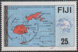 Stamp: Map (Fiji(U.P.U. (Universal Postal Union), 19th Congress ...