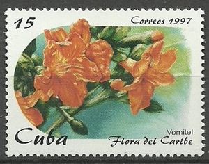 Stamp: Cordia sebestena (vomitel) (Cuba(Caribbean flowers) Mi:CU 4056 ...