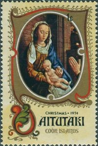 Stamp: Monforte Altarpiece (1470) by Hugo van der Goes (Aitutaki ...