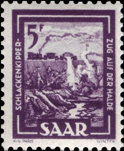 Stamp: Slag train on stockpile (Germany, Saarland(Definitive issue ...