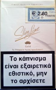 Zigarettenschachtel: R1 Slim Line Gold (Griechenland(R1 Slim Line Gold ...