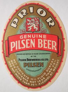 Etiqueta de bebida: Prior Pilsen Beer (Pivovar Prior Plzen, República ...