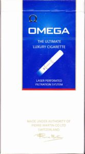 Cigarette Pack: Omega Aqua Blue Super Slims (SwitzerlandCol:CH-CT-0037