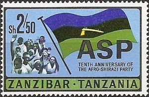 Stamp: People and Flag (Zanzibar(10th anniversary of Afro-Shirazi Party ...