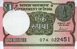 Banknote: 1 Rupee (India(1949-2019 "1 Rupee" Issues) Wor:P-117c
