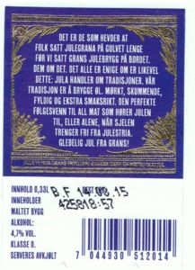 Drink Label: Julebrygg (Grans Brewery, NorwayCol:NO-BEER-000026