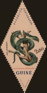 Stamp: Common Bush Snake (Philothamnus irregularis) (Portuguese Guinea ...