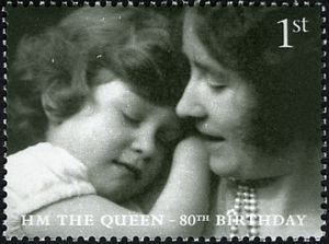 Stamp: As young Princess Elizabeth with Duchess of York, 1931 (United ...