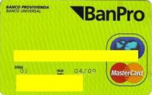 Bank Card: BanPro (Banco Provivienda, VenezuelaCol:VE-MC-0036.01