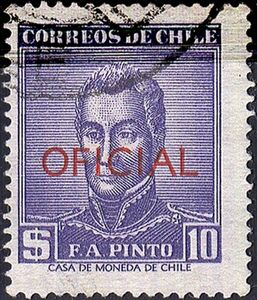 Stamp: FA Pinto (Chile(1955-1956 Officials) Mi:CL D66A,Sn:CL O75,Yt:CL ...