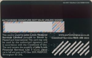Bank Card: Partnership MasterCard (John Lewis Financial Services ...
