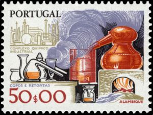 Stamp: Alembic, retorts and modern chemical plant (Portugal(Working ...