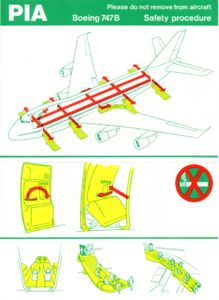 Safety Card: Boeing 747B (Pakistan International Airlines, PakistanCol ...