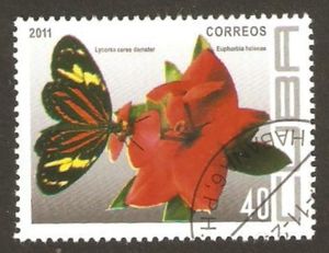 Stamp: Butterfly (Lycorea ceres demeter), Helena's Blush (Euphorbia ...