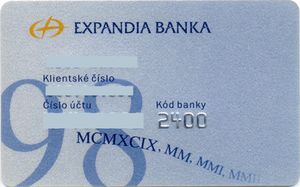 Tarjeta de Banco: Expandia Banka - 98 (Expandia Bank, República ...