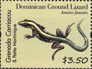 Stamp: Dominican Ground Lizard (Ameiva fuscata) (Grenada Carriacou ...