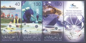 Stamp: Inauguration of Vanuatu-Fiji Underwater Optical Fiber Cable ...
