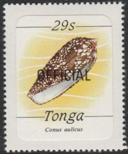 Stamp: Princely Cone (Conus aulicus) (Tonga(Marine Life (1984-1985)) Mi ...
