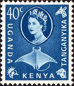 Stamp: Manta Ray (Manta p.) (British East Africa (Kenya, Uganda and ...
