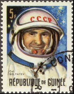 Stamp: Col. Pavel Belyayev (1925-1970) (Guinea(American and Russian ...