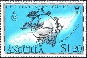 Stamp: UPU Emblem, Map of Anguilla (Anguilla(U.P.U. (Universal Postal ...