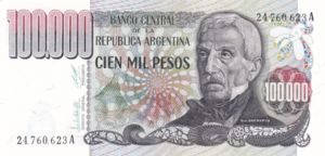 Banknote: 100,000 Pesos Ley (Argentina(1976-1983 (ND) "Without Ley ...