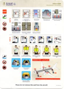 Safety Card: Airbus A320 (Saudia, Saudi ArabiaCol:SVA-SA-SA-0001