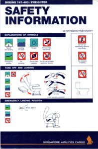 Safety Card: Boeing 747-400 / Freighter (Singapore Airlines Cargo ...