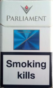 Cigarette Pack: Parliament Aqua Blue (United Kingdom of Great Britain ...