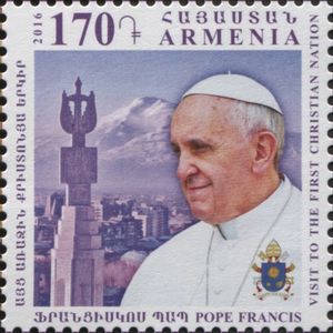 Stamp: Pope Francis (facing left) (Armenia(Pope Francis - Visit to the ...