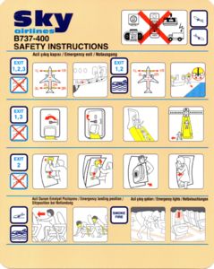 Safety Card: B737-400 (Sky Airlines, Türkiye (Turkey)Col:SHY-TR-0002