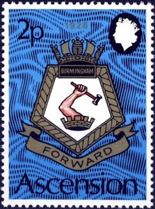 Stamp: HMS Birmingham (Ascension Island(Royal Navy Crests (1973)) Mi:AC ...