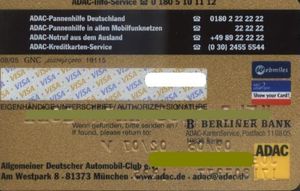 Bank Card: ADAC Plus (Berliner Bank, Germany, Federal Republic) Col:DE ...