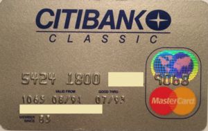 Bank Card: Citibank Classic MasterCard (Citibank, United States of ...