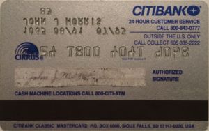 Bank Card: Citibank Classic MasterCard (Citibank, United States of ...