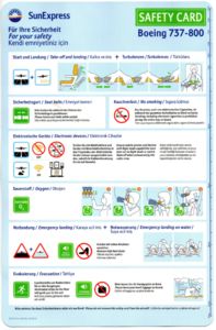 Safety Card: Boeing 737-800 (SunExpress, Türkiye (Turkey)Col:SXS-TR-0005