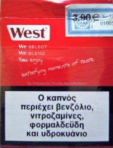 Cigarette Pack: West Red (GreeceCol:GR-CT-1684