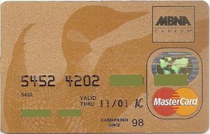 Bank Card: MBNA Canada (MBNA Canada Bank, CanadaCol:CA-MC-0021
