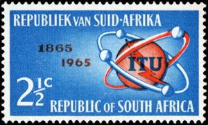 Stamp: ITU Emblem and Satellites (South Africa(Centenary of ...