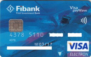 Bank Card: FiBank Visa Electron PayWave Blue - 09/13/003 (First ...