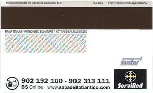 Bank Card: Menu Pass (SABADELLAtlántico, SpainCol:ES-MC-0025