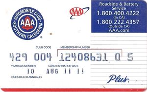 Functional Card: AAA - Automobile Club - Southern California - Plus ...