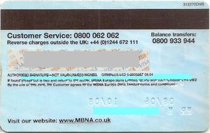 Bank Card: MBNA Europe (MBNA Europe Bank, United Kingdom of Great ...