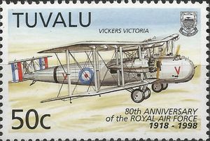 Stamp: Vickers Victoria (Tuvalu(80th Anniversary of the Royal Air Force ...