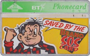 Phonecard: Beano SOS Card (2) - Roger The Dodger (British Telecom ...