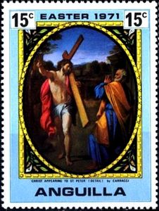 Stamp: 'Christ Appearing to St. Peter' (detail) (Carracci) (Anguilla ...